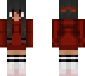 Red Hoodie W/ Bunny Flip Flops & Braids | Minecraft Skin