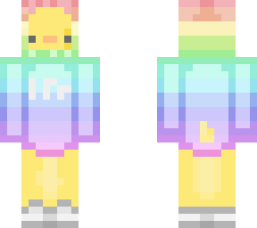 Duck in a rainbow hoodie w Quackity scar and hoddie's logo | Minecraft Skin