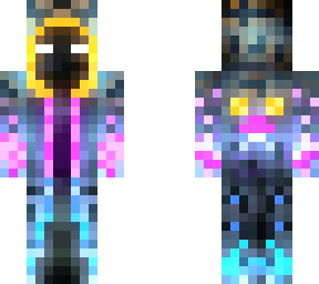 Glowing synthwave Mage | Minecraft Skin
