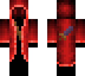 Red Cloaked Figure + 8-bit Netherite Sword | Minecraft Skin