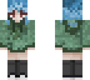 blue hair green jumper | Minecraft Skin