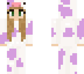 purple cow girl green eyes brown hair | Minecraft Skins