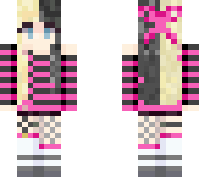 Half and Half Pink Goth Girl | Minecraft Skin