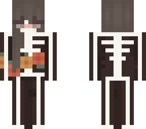 skeleton halloween brownhair flowers | Minecraft Skins