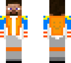 Steve in orange vest | Minecraft Skin
