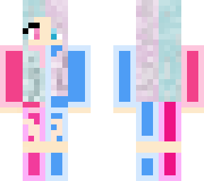 Candy Floss Girl Pink and Blue Mix-Up | Minecraft Skin