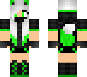 updated version of my green neko skin | Minecraft Skin