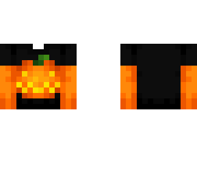 OB - Cute Lit Pumpkin Top w/ Orange Sleeves | Minecraft Skin