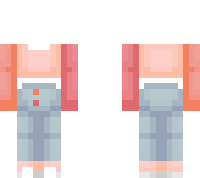 Peach Color Block Crop Top Outfit Base | Minecraft Skin