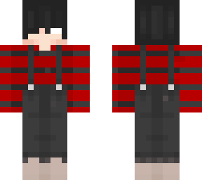 Red striped Boy(Fluffy hair) | Minecraft Skin