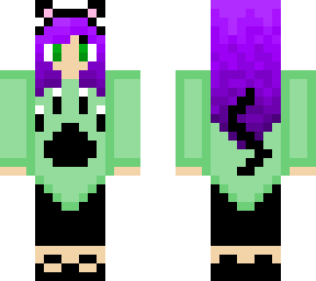 Black Cat Paw Print Girl | Minecraft Skin