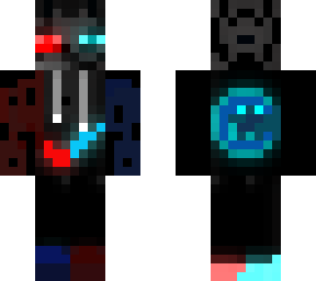 Blue & red/fire enderman gamer | Minecraft Skin