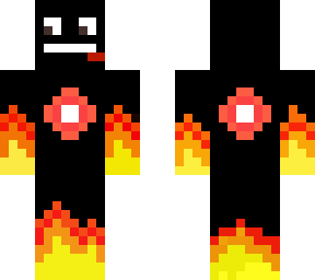 flaming gamer with bullet in chest | Minecraft Skin