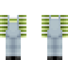 Overalls Outfit Base Green and White Stripes | Minecraft Skin