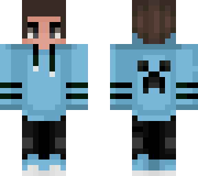 Minecraft Blue Creeper Hoodie Skin