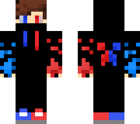 Blue and Red boy with creeper face on back | Minecraft Skin