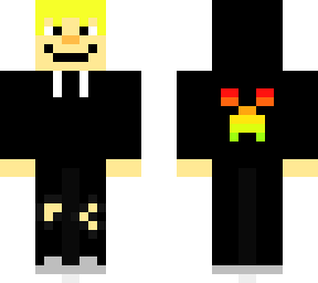 Blonde boy in black warm coat | Minecraft Skin