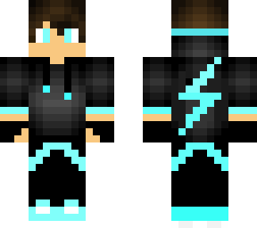 light blue lightning gamer boy | Minecraft Skins