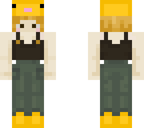 Cute yellow axolotl hat with mushroom ankle | Minecraft Skin