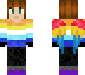 Parrot winged person in an aroace flag shirt | Minecraft Skin