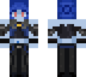 Blue warrior girl with bun | Minecraft Skin