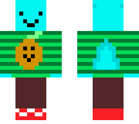 blue axolotl with happy orang on torso | Minecraft Skin