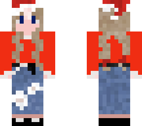 cute Christmas girl with Santa hat | Minecraft Skin