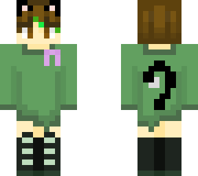 Green Catboy w/ Brown Hair | Minecraft Skin