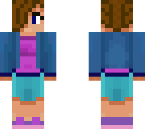 Denim Jacket Lady With Purple Shirt | Minecraft Skin