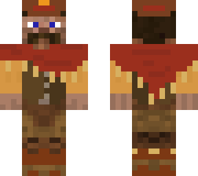 Cowboy with a red poncho | Minecraft Skin