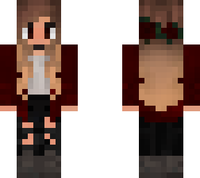 girl red cardigan long hair 3.0 | Minecraft Skin