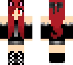 Red hair goth neko | Minecraft Skin