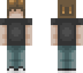 Average Brown hair black t-shirt unisex skin | Minecraft Skin