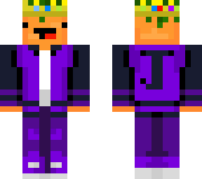 Derpy lookin carrot wearing a technoblade crown and purple | Minecraft Skin