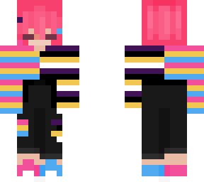 Pride skin, pan, short hair, girl | Minecraft Skin