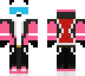 pink and bright blue gamer panda | Minecraft Skin