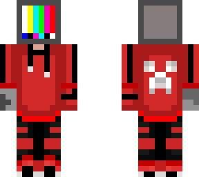 red guiy with tv head with a power glove | Minecraft Skin