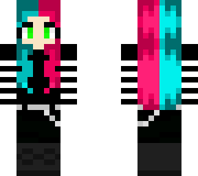 Emo Splitted Hair (cyan and magenta), Long hair, Combat boots, Striped ...