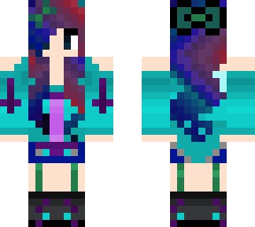 dork aqua goth girl | Minecraft Skin