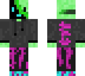 green axolotl with hoodie and face mask | Minecraft Skin