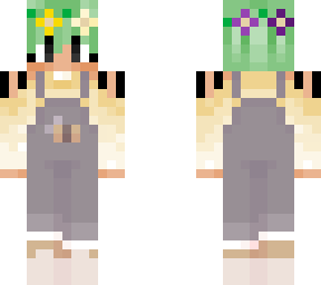 Bee Overalls with Nonbinary Flower Crown | Minecraft Skin