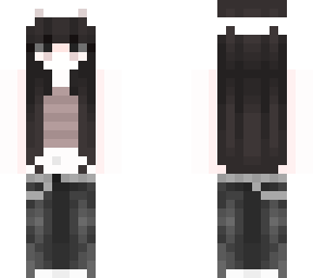 aesthetic girl brown hair cat ears | Minecraft Skin