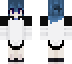 Blue haired girl - white n black dress blue bow | Minecraft Skin