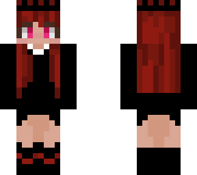 red emo baddie y2k with crown devil uwu kawaii | Minecraft Skin