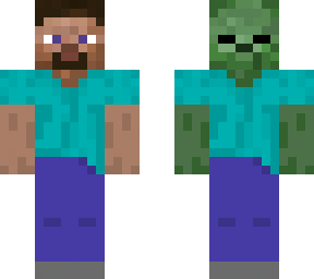 Steve + Zombie + 2 creepers | Minecraft Skin