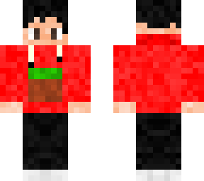Red Hoodie with Middle Part hairstyle | Minecraft Skin