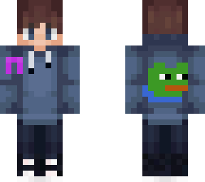 Fixed doogile skin with techno ribbon and Pepe | Minecraft Skin