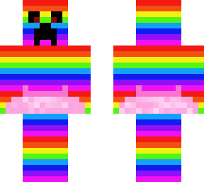 Rainbow Creeper In Skirt | Minecraft Skin