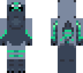 Simple Female Avali - Green Glow ( Alex/Slim Model ) | Minecraft Skin