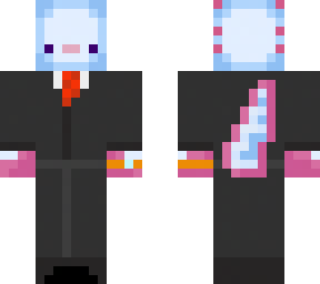 light blue axolotl in suit | Minecraft Skin